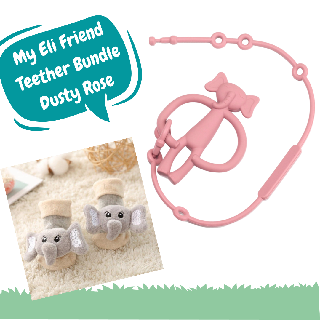 My Eli Friend Teether Bundle- Dusty Rose – mybabysocks.co.uk